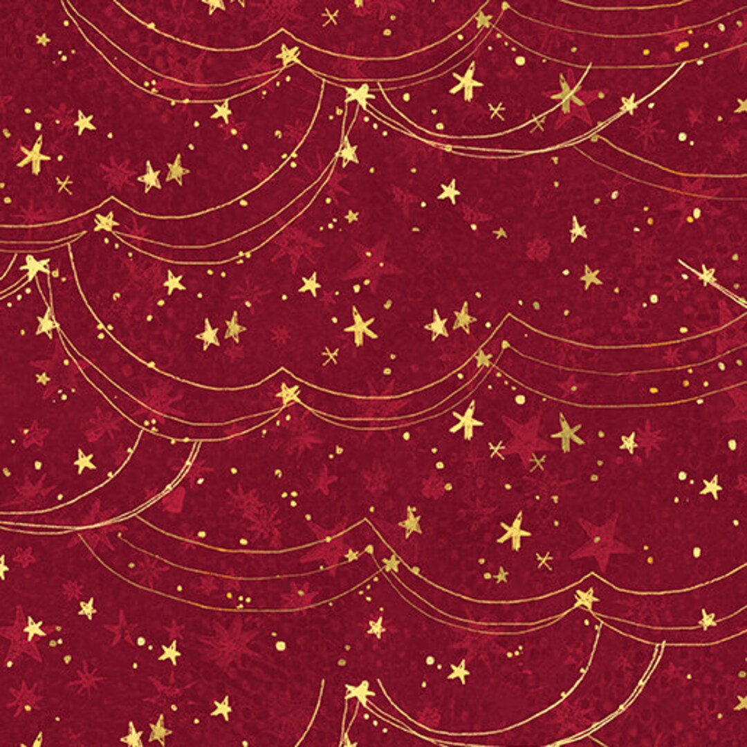 Christmas Magic Holiday Magic Stars Red by the Half Yard Benartex 13120 ...