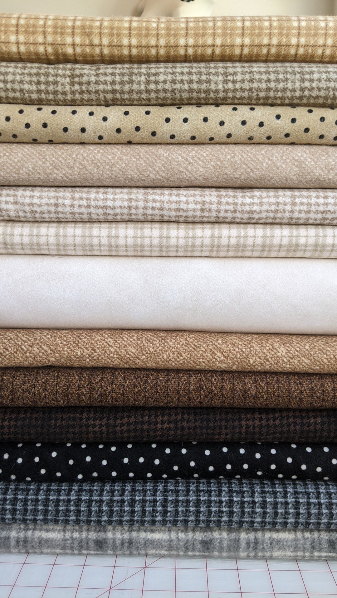 Woolies Flannel Neutrals Build Your Own Fat Quarter Bundle Cream, Tans ...