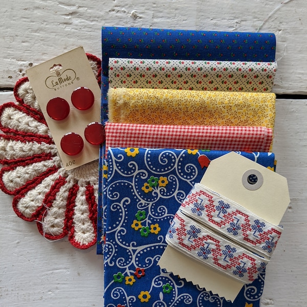 Vintage Yellow Calico Fabric - Etsy