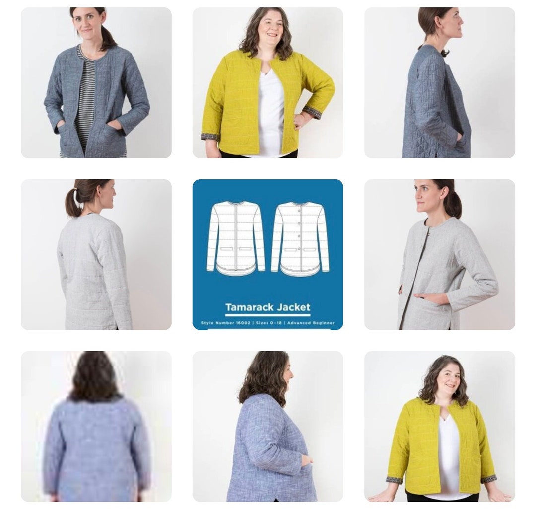 Tamarack Jacket Paper Pattern - Grainline Studio - Sizes 0 - 18 B Cup or 14 - 30 D Cup - Quilted ...