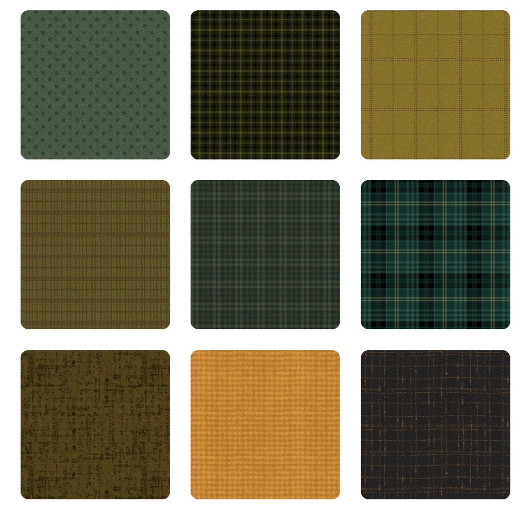 Kim Diehl Scrappenstance Flannel - Turquoise, Green, Mustard, Black ...