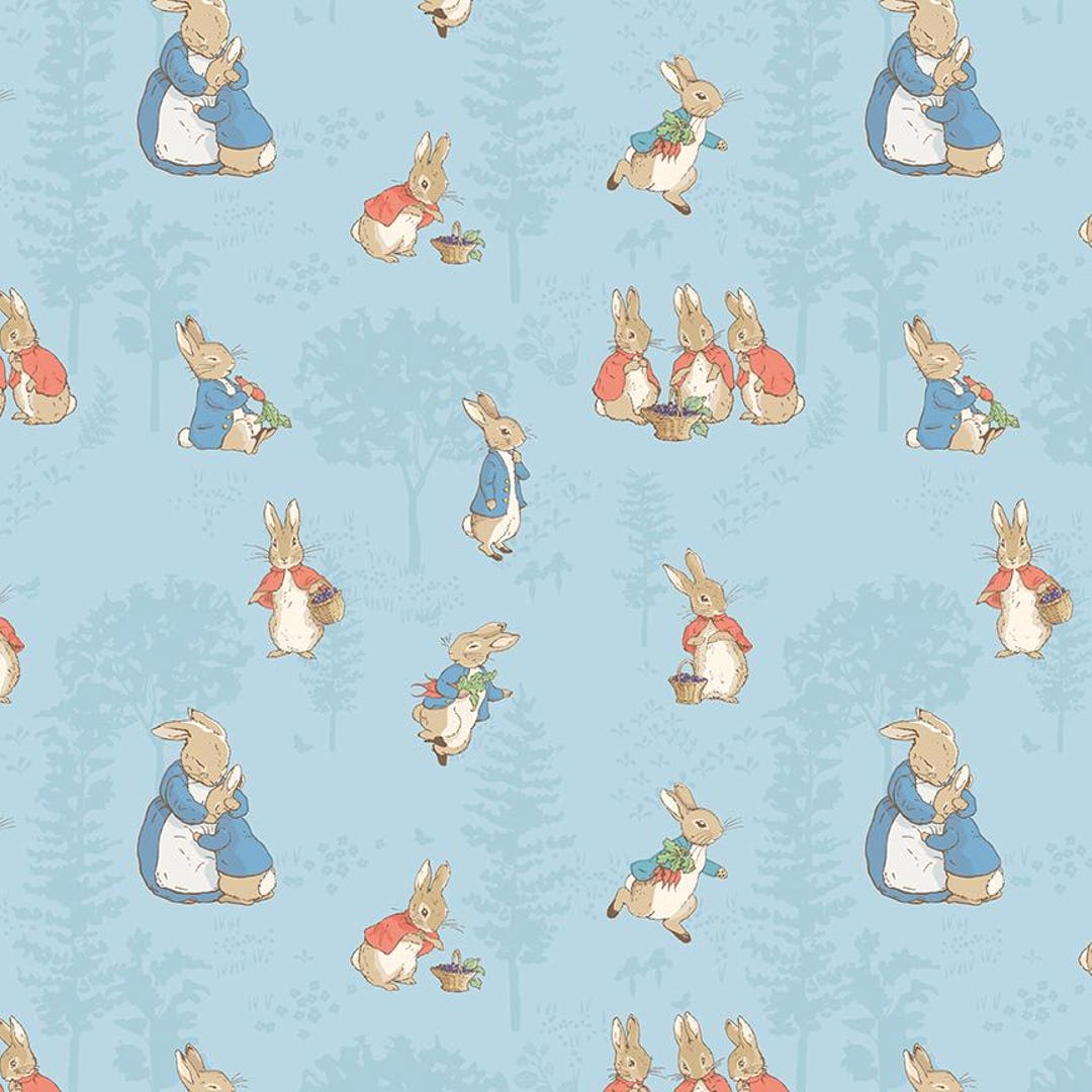 Flannel - the Tale of Peter Rabbit - Main Blue- by the Half Yard ...