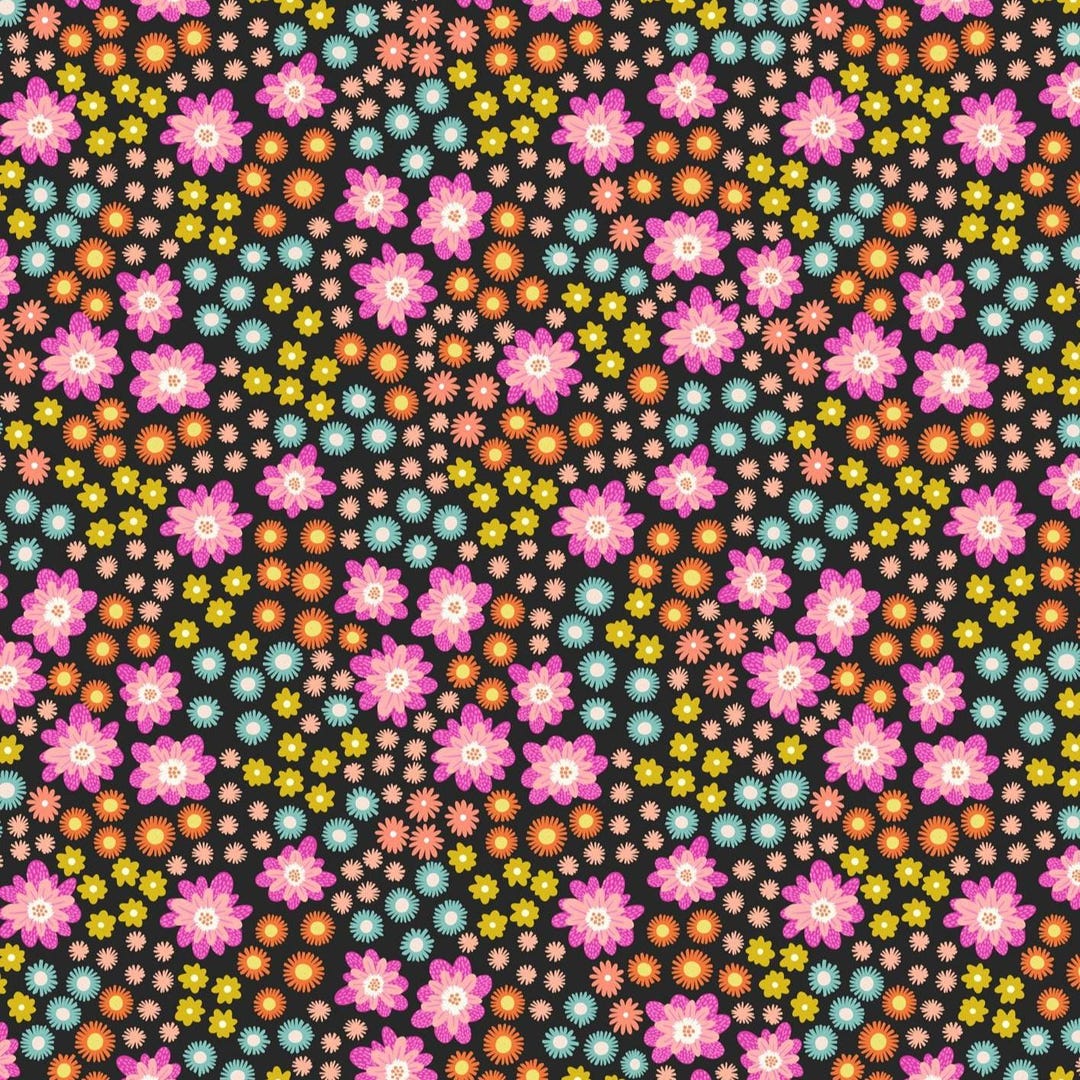 Dotty Flowers on Black - by the Half Yard - Creative Landscapes - Lewis ...