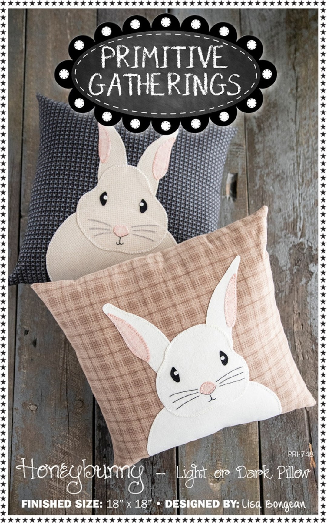 Primitive Gatherings Honeybunny Pillow - Applique Pattern for Wool and ...