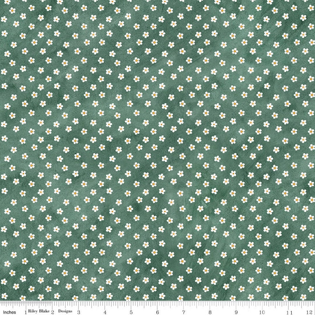 Hop Hop Hooray Teal Daisies - by the Half Yard - Teresa Kogut - Riley ...