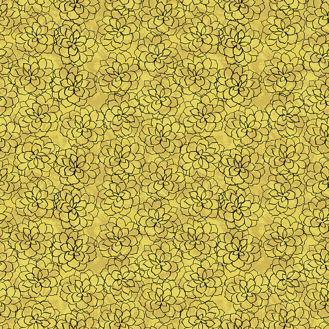 Imagine Succulents - Gold - by Rebecca Jones for Clothworks - Sold by ...