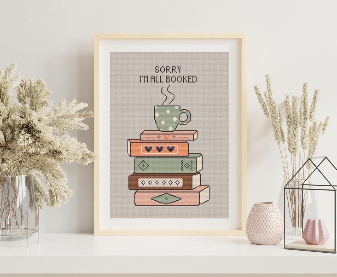 Book Stack Cross Stitch Pattern: Bookish Embroidery Design (PDF Pattern ...