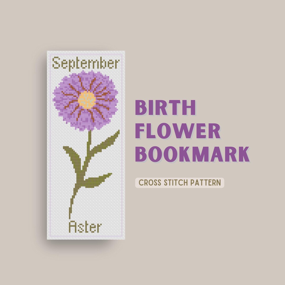 Aster Birth Flower Cross Stitch Bookmark Pattern (PDF) - Etsy
