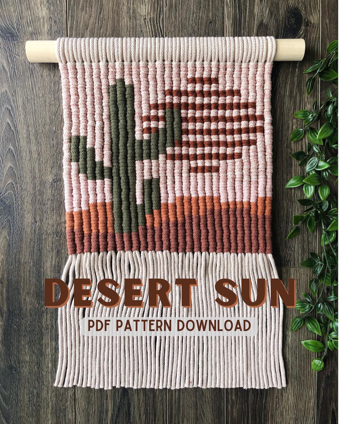 Macrame Cactus Tapestry Pattern: Boho Desert Landscape (PDF Pattern) - Etsy
