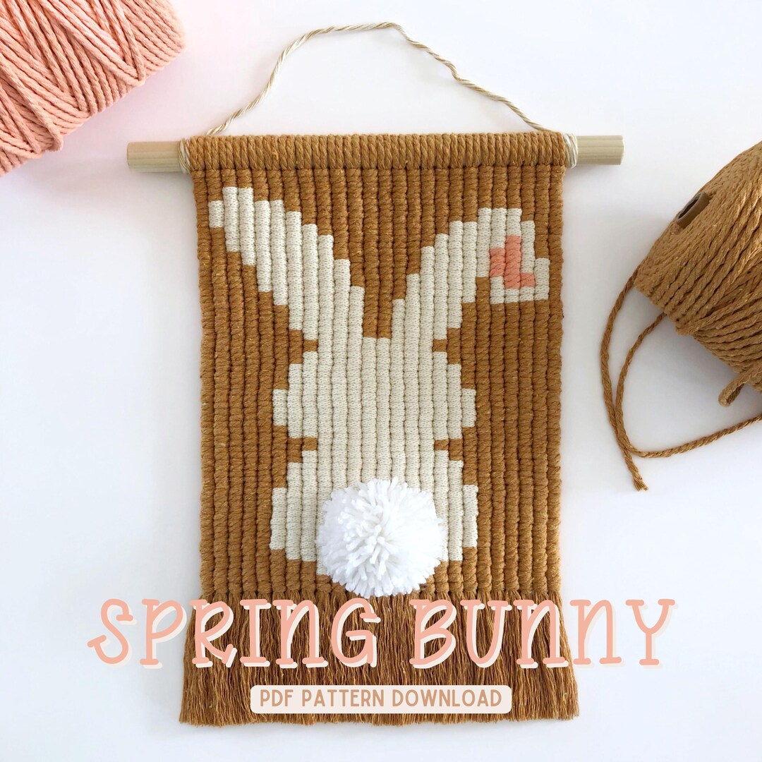 Bunny Macrame Pattern Easter Bunny Tapestry Macrame Pixel Pattern Rabbit Macrame Pattern Easter ...