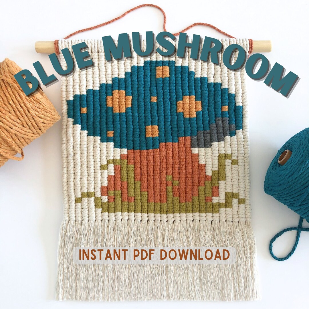 Colorful Macrame Wall Hanging Pattern, Pixel Macrame Mushroom, Modern ...