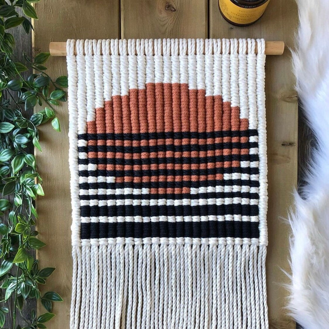 Macrame Pixel Pattern Modern Fiber Art Tutorial Wall Hanging Pattern ...