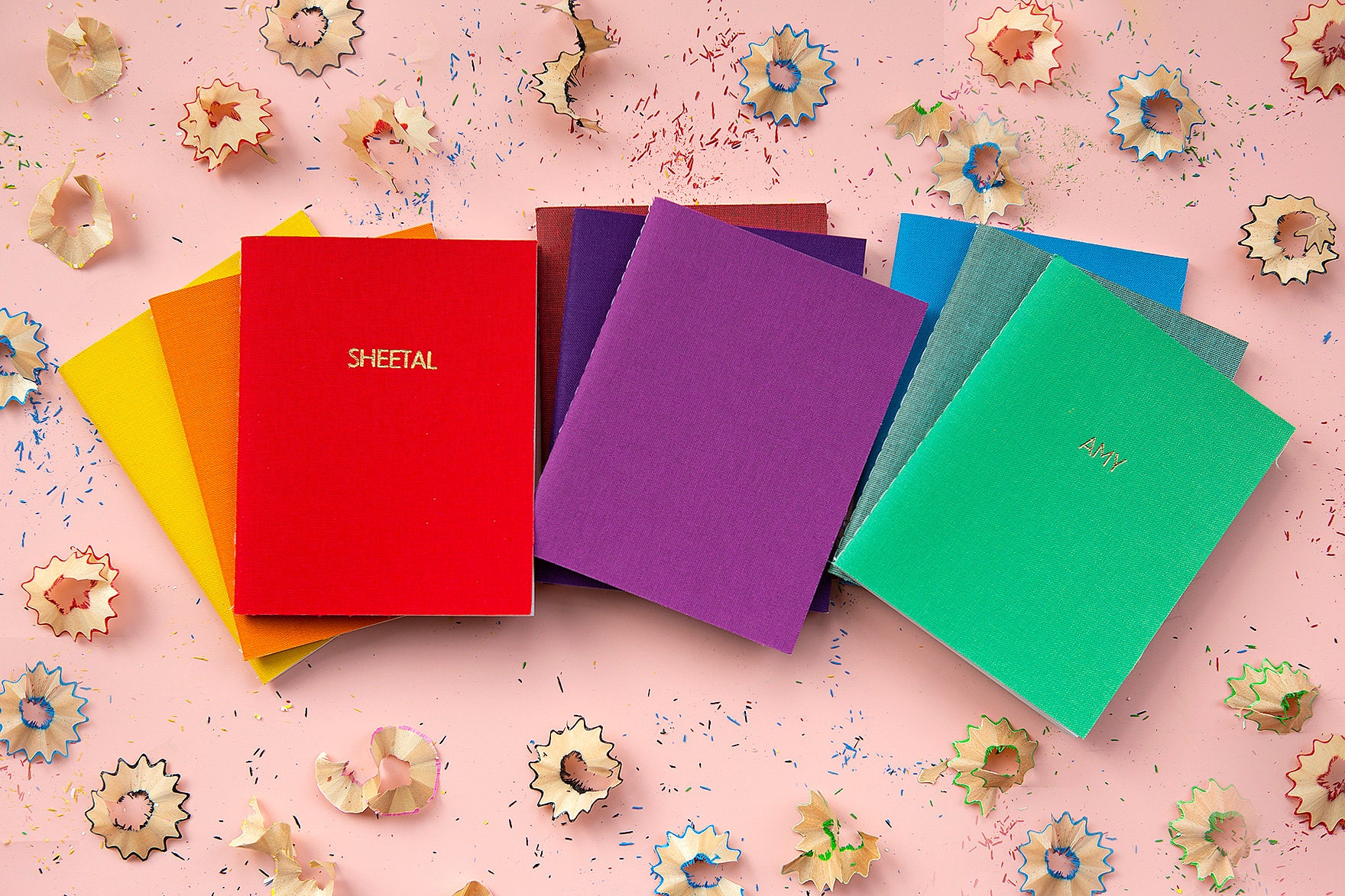 Personalised Notebook Foil-blocked in Gold - Handbound in 10 Coloured ...