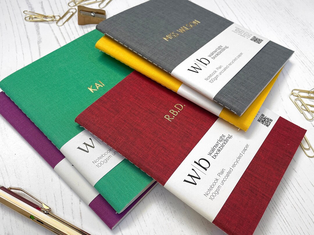 Personalised Notebook Foil-blocked in Gold - Handbound in 10 Coloured ...