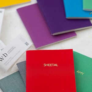 Personalised Notebook Foil-blocked in Gold - Handbound in 10 Coloured ...