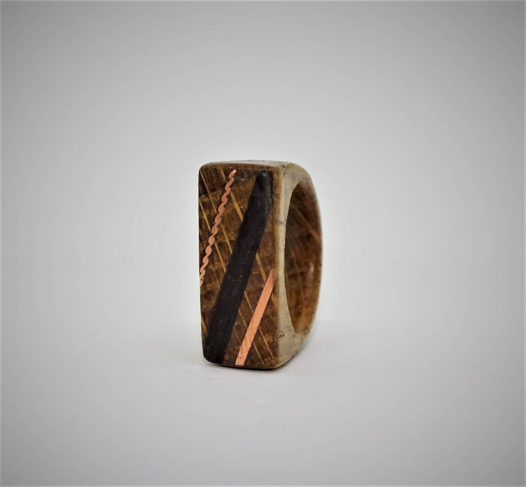 Handmade Wood Ring: Copper Inlay Wood Jewelry - Etsy