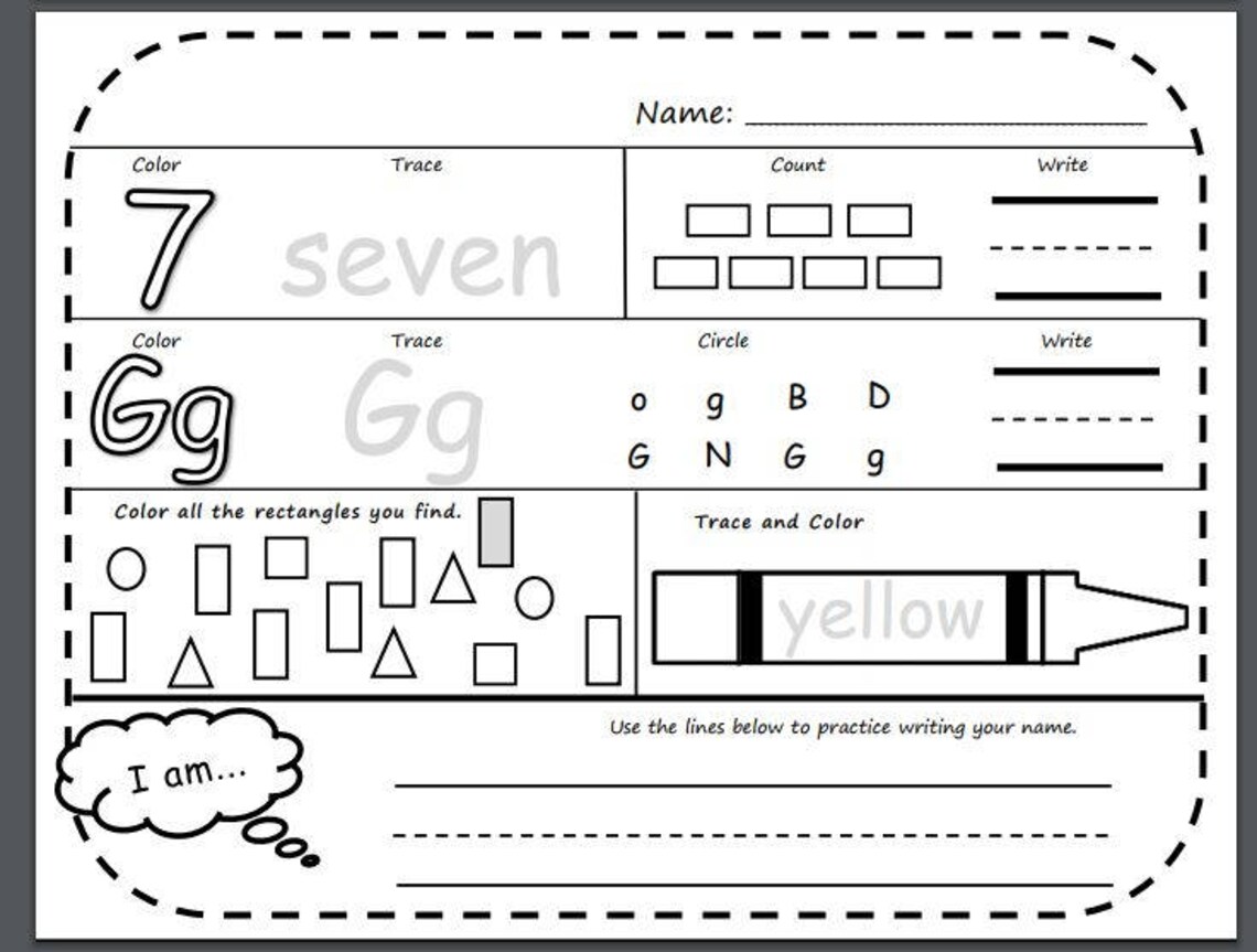 Worksheets for Kindergarten: Morning Work Worksheets - Etsy