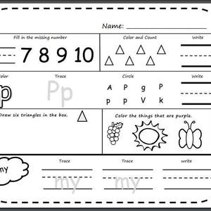 Worksheets for Kindergarten: Morning Work Worksheets - Etsy