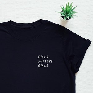 Girls Support Girls Shirt, Feminist Pocket Print T-shirt, Feminism ...