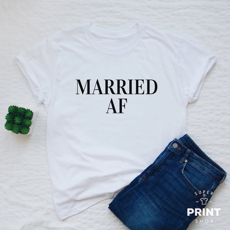 Married AF Shirt, Funny Just Married T-shirt, Honeymoon Tee, Wedding ...