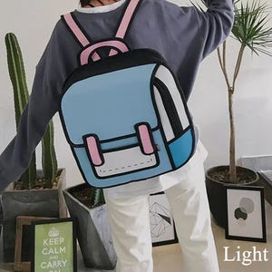 2D Cartoon Backpack, Comic Style Backpack, Double Shoulder Bags, Large ...