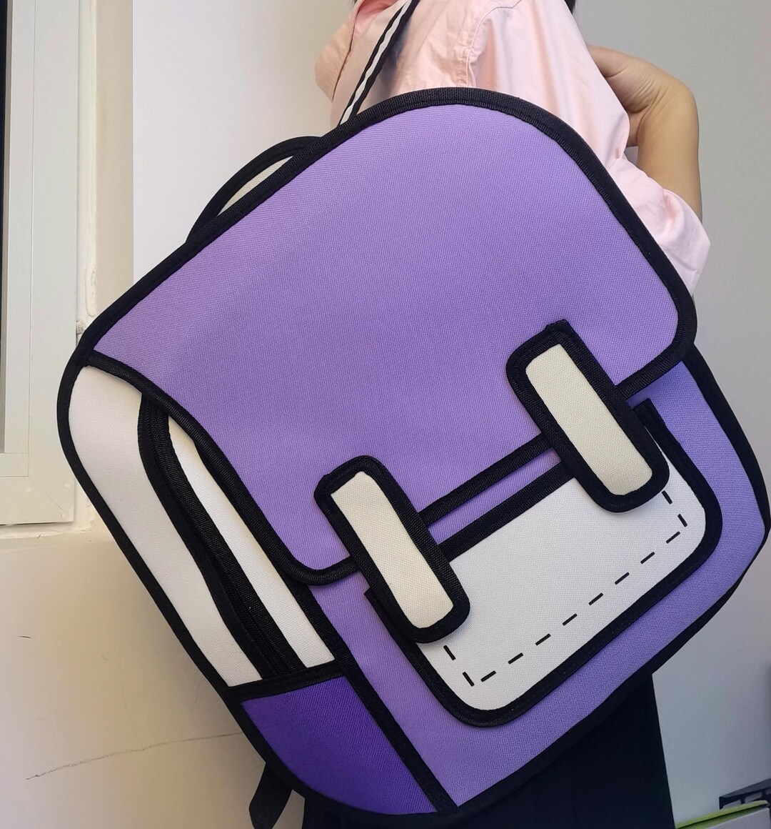 2D Cartoon Backpack, Comic Style Backpack, Double Shoulder Bags, Large ...