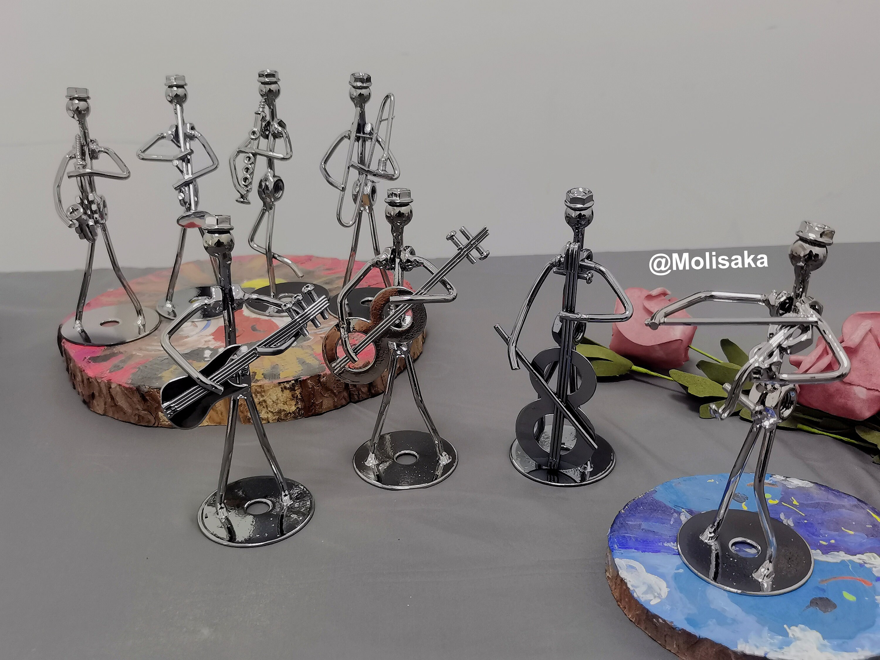8 Piece Iron Musician Ensemble: Retro Home Decor Music Orchestra Metal ...