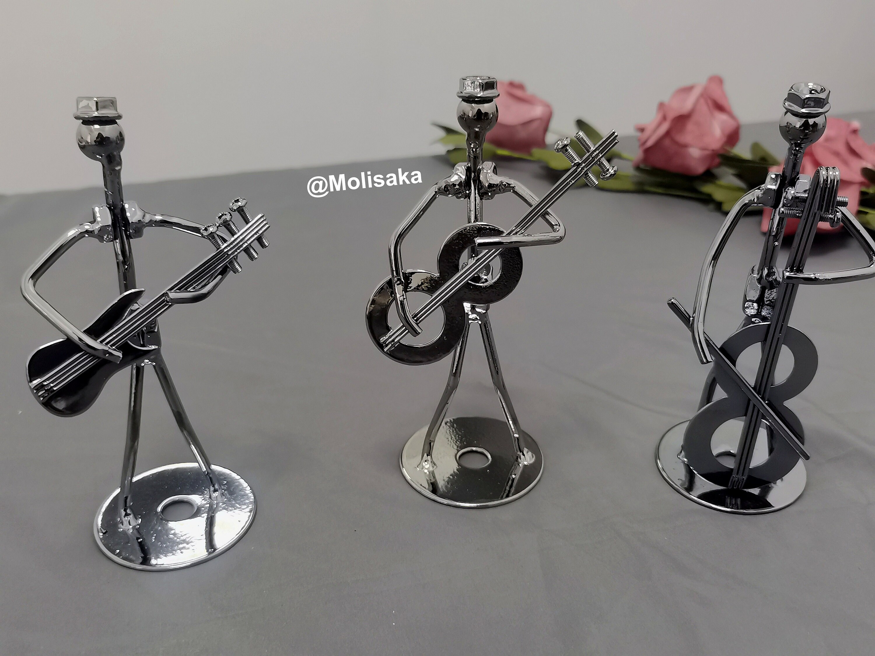 8 Piece Iron Musician Ensemble: Retro Home Decor Music Orchestra Metal ...