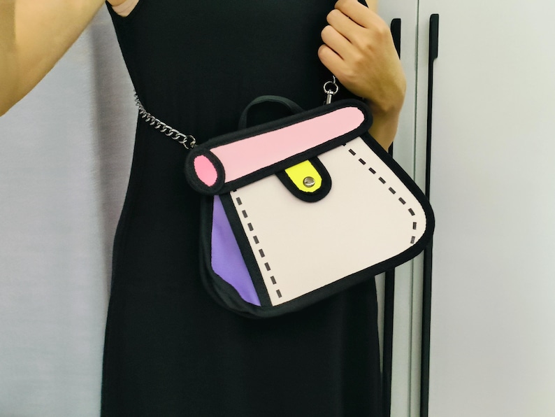 2D Cartoon Crossbody Bag, Comic Style Bag, Chain Bag, Shoulder Bags ...