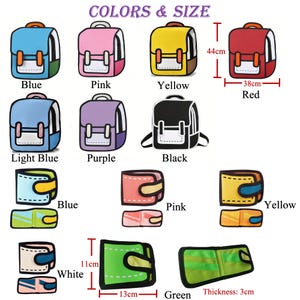 2D Cartoon Backpack, Comic Style Backpack, Double Shoulder Bags, Large ...