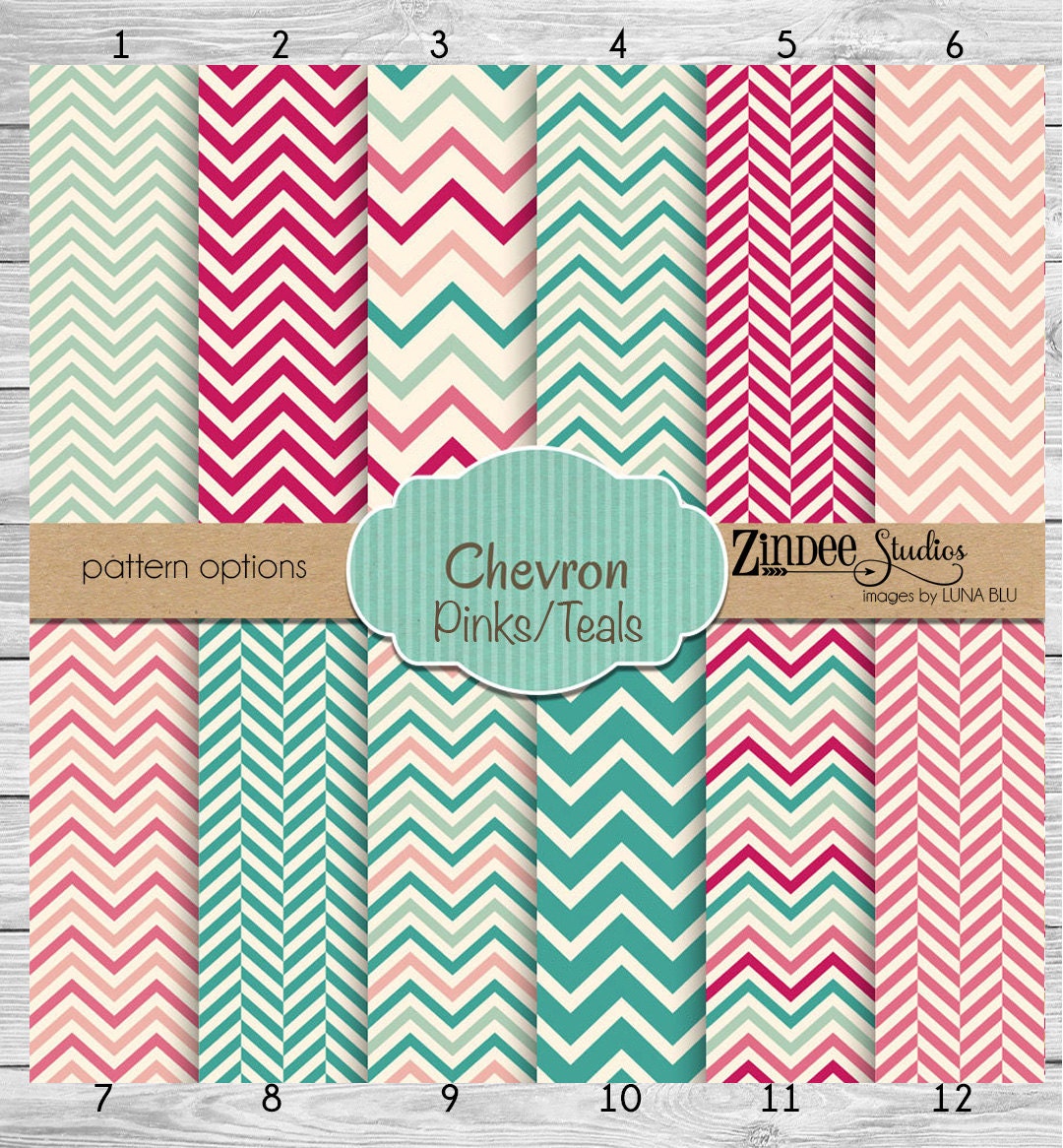 Teal And Pink Chevron