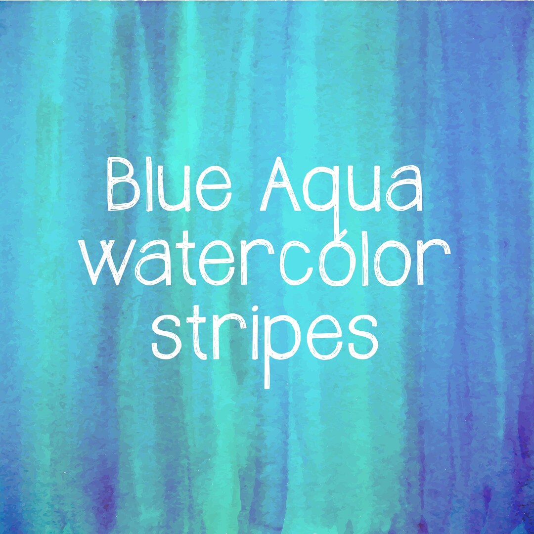 Blue Aqua Watercolor Stripes Printed Vinyl Pattern Vinyl HEAT TRANSFER ...