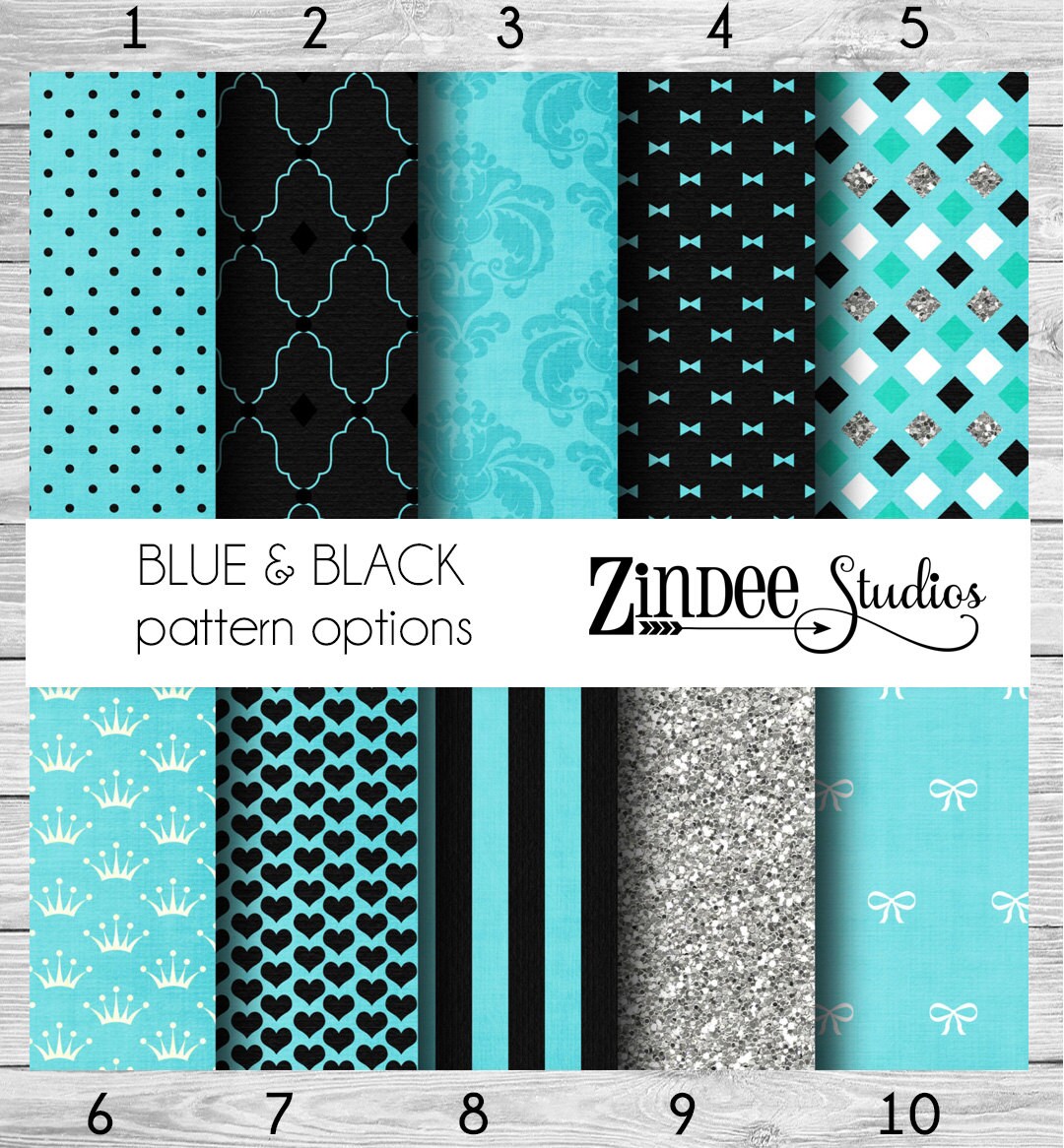 Aqua Blue and Black Pattern Vinyl HEAT TRANSFER or ADHESIVE Printed ...