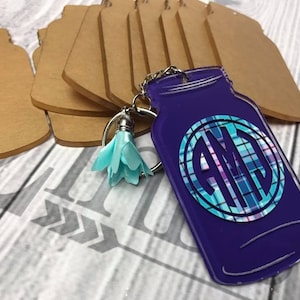 Mason Jar Acrylic Keychain Blanks SET OF 10 , CLEAR Acrylic Blanks ...