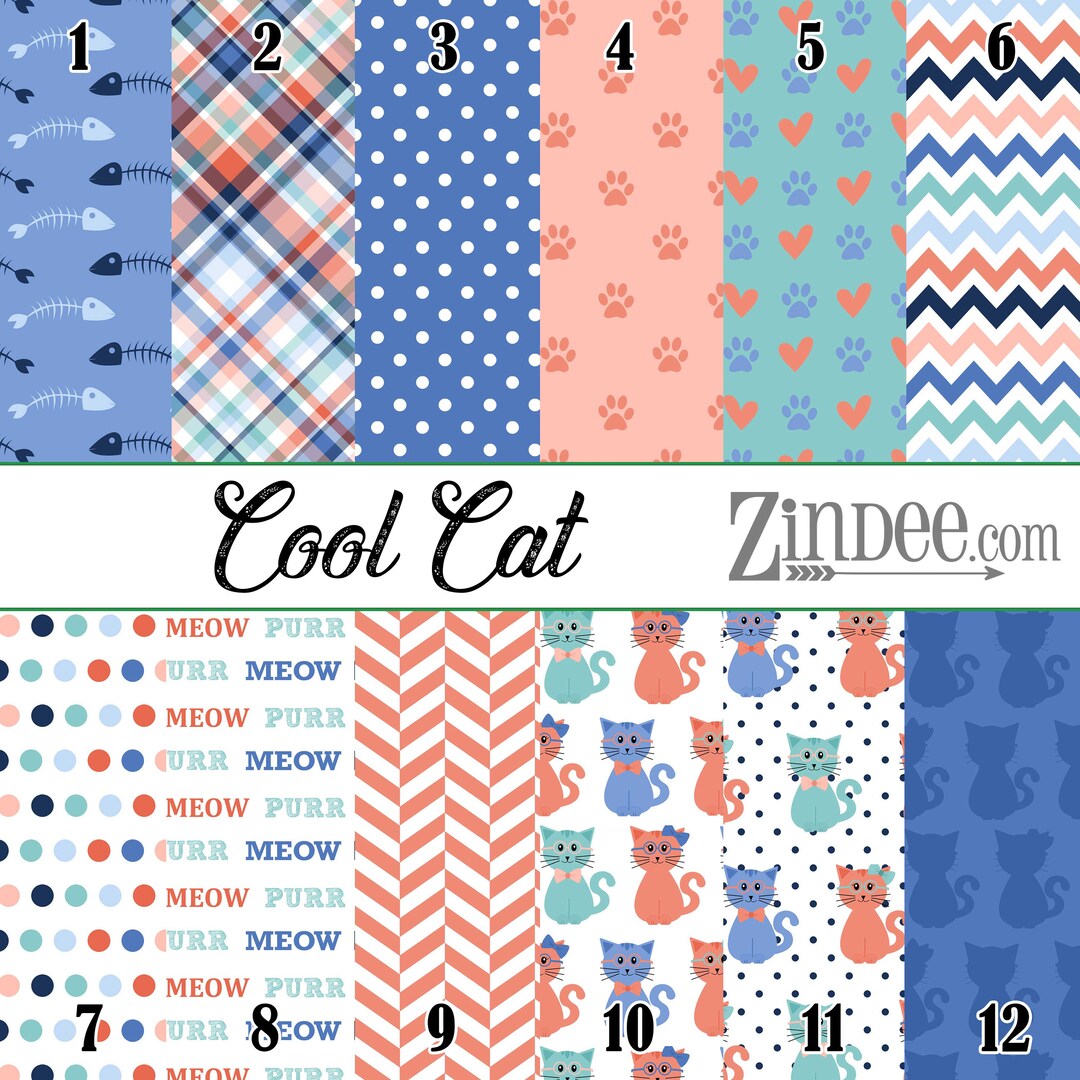 Cool Cat Pattern Vinyl HEAT TRANSFER or ADHESIVE, Htv or Permanent ...