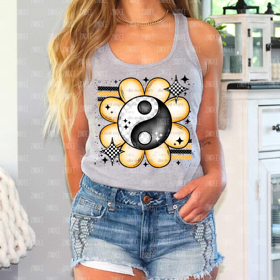 Ying Yang Daisy DTF Transfer - Ready to Press - DTF Transfer - Heat ...