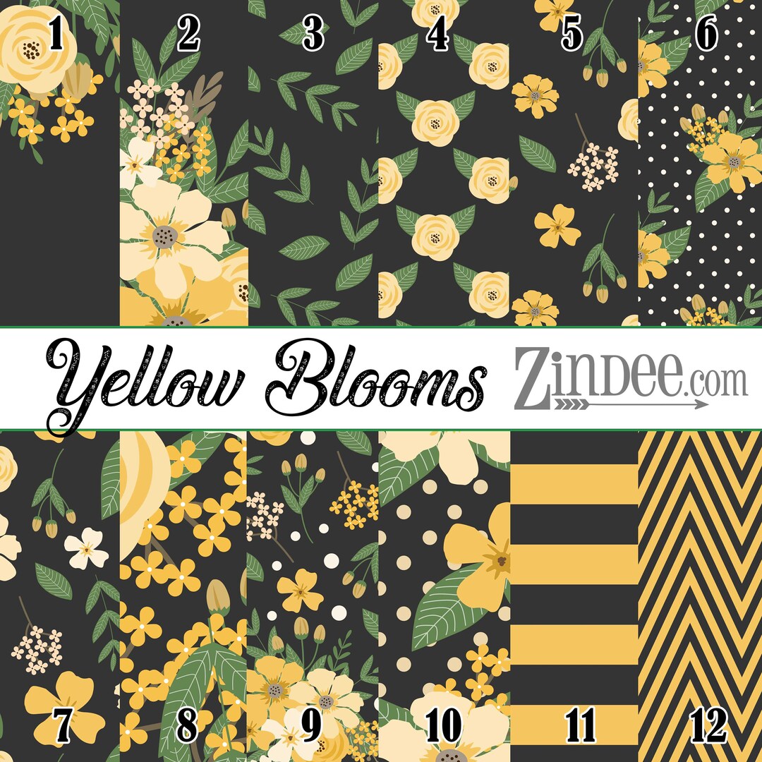 Yellow Blooms Pattern Vinyl HEAT TRANSFER or ADHESIVE, Htv or Permanent ...
