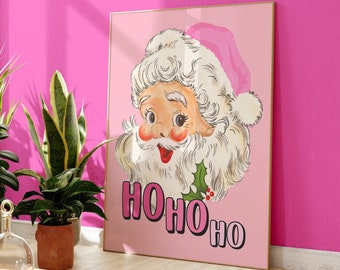 Pink Christmas Print Set of 6, Girl Room Xmas Decor, Merry & Bright ...