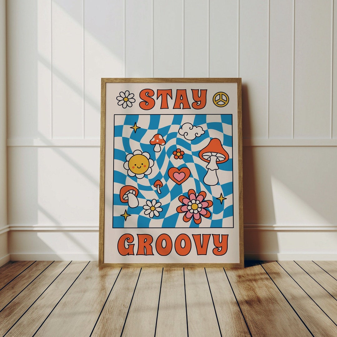 Retro Groovy Print Vintage Retro Wall Art 70s Style Poster Trendy Print ...