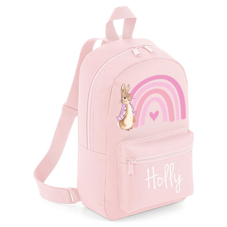 Personalised Pink Rainbow Rabbit Backpack ANY NAME Back to - Etsy