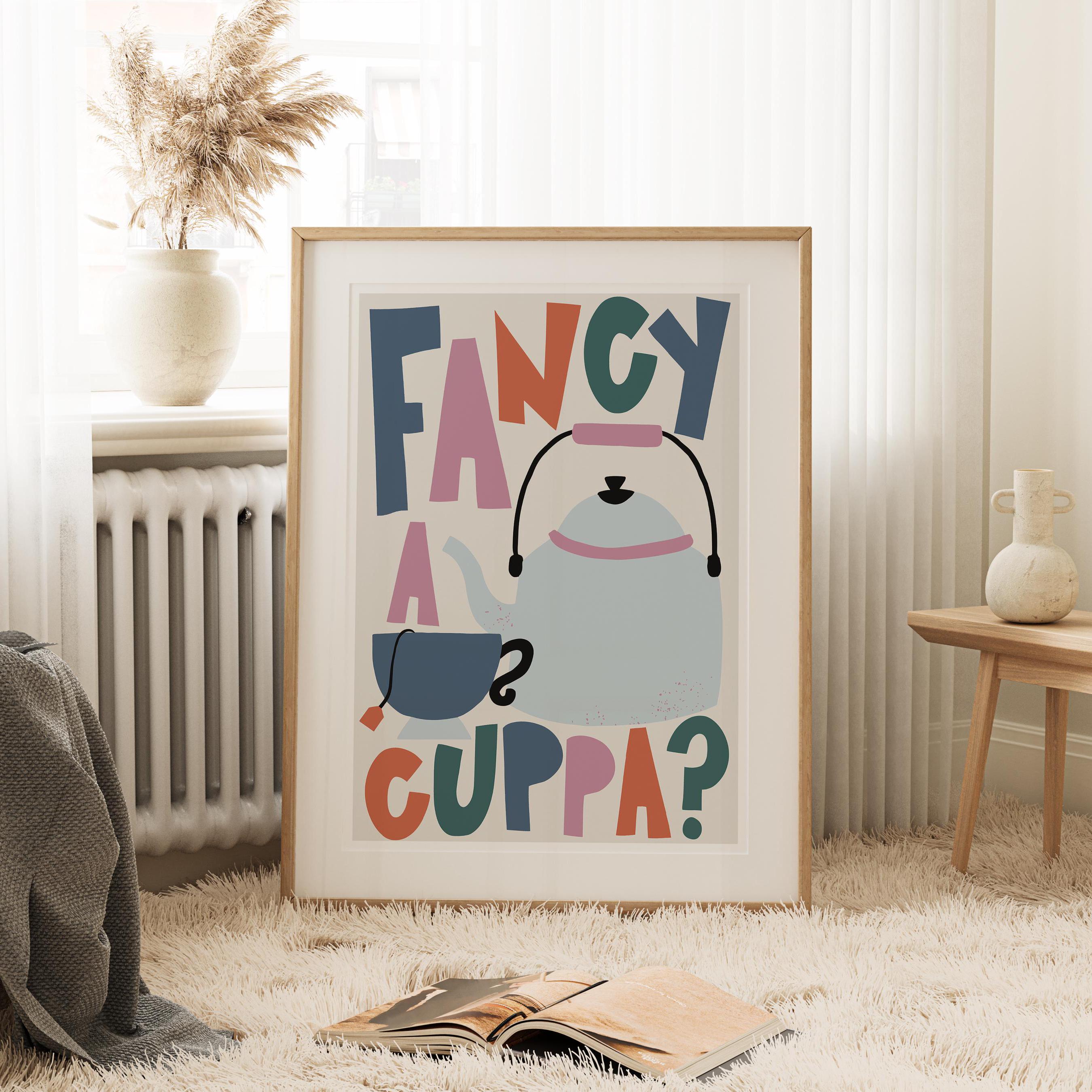 Retro Fancy A Cuppa Kitchen Print, Cute Retro Tea Print, Gift for ...