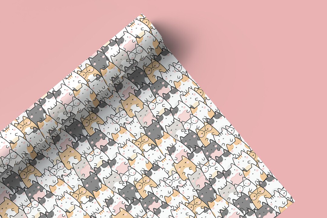 Cat Wrapping Paper, Kitty Holiday Gift Wrap, Kitten Gift Wrap, Cats ...