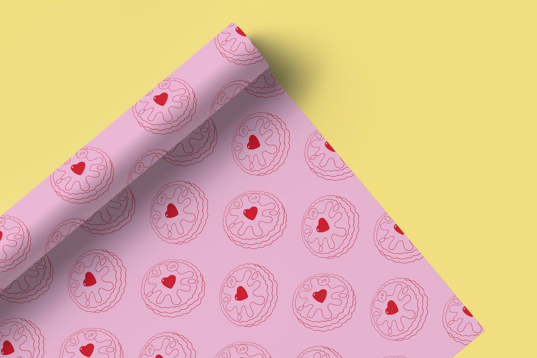 Jammie Dodger Biscuit Wrapping Paper, Holiday Gift Wrap, Biscuit Gift ...