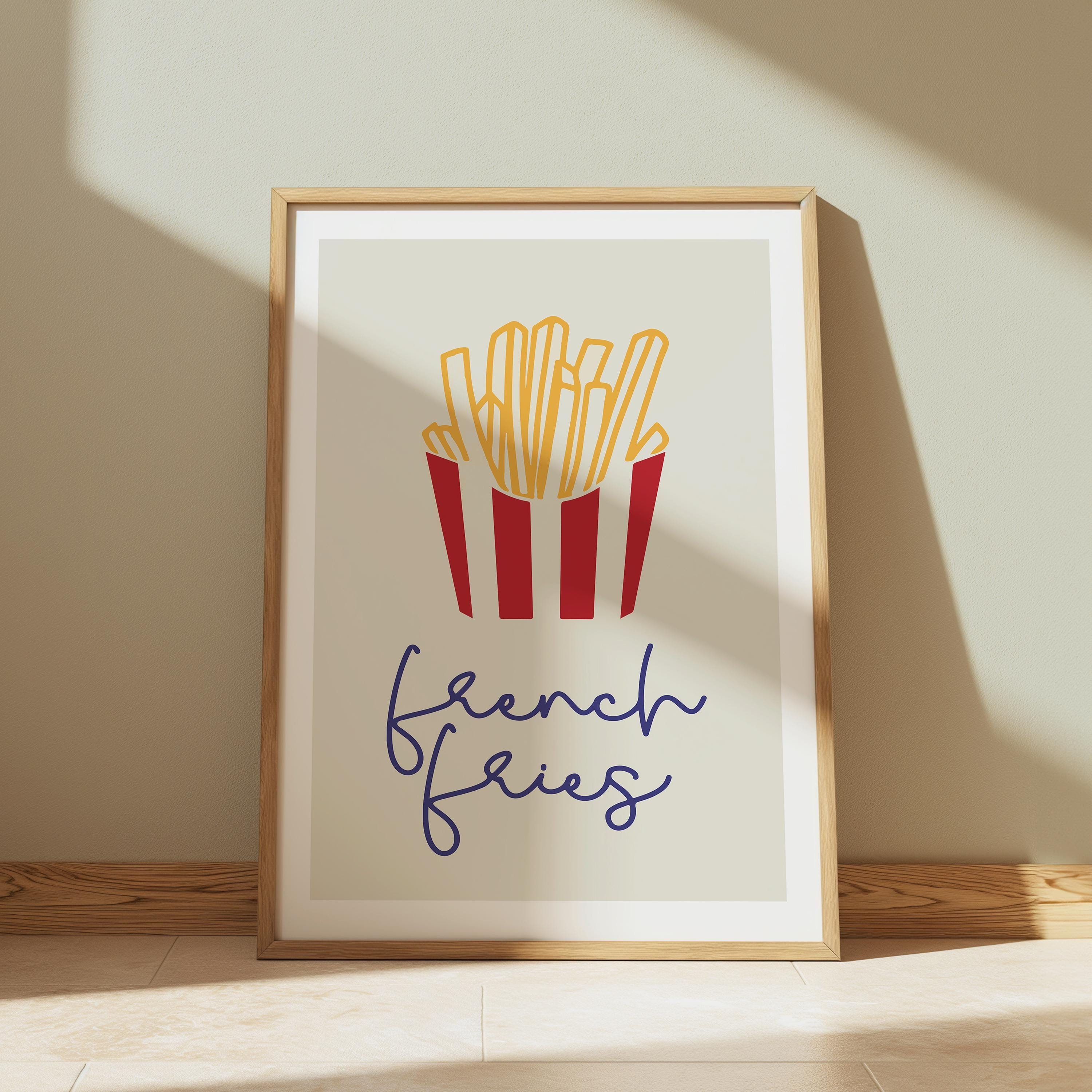 Retro French Fries Print, Minimalist Fries Print, Gift for Foodie ...