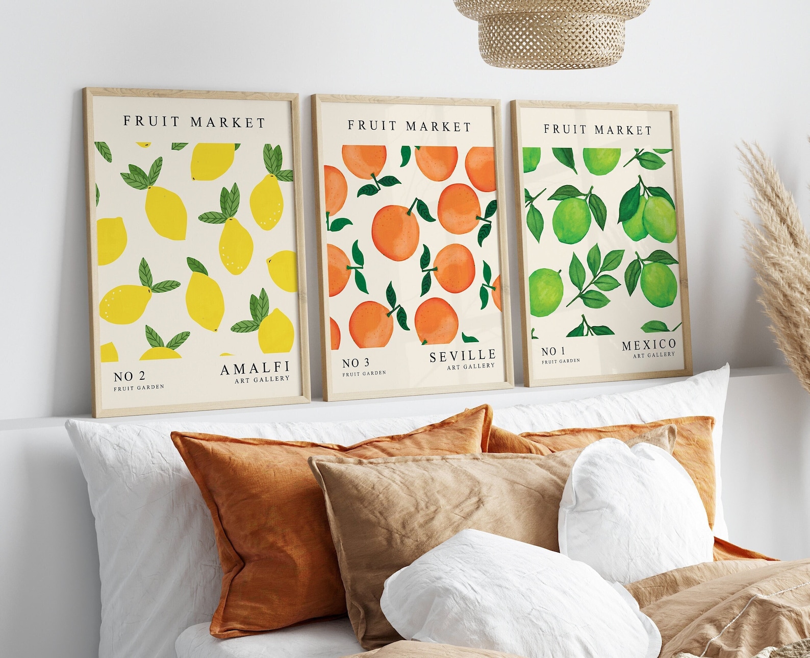 Set of 3 Fruit Market Wall Art, Orange, Lemon, Lime Fruit Print, Citrus ...