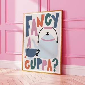 Retro Fancy A Cuppa Kitchen Print, Cute Retro Tea Print, Gift for ...