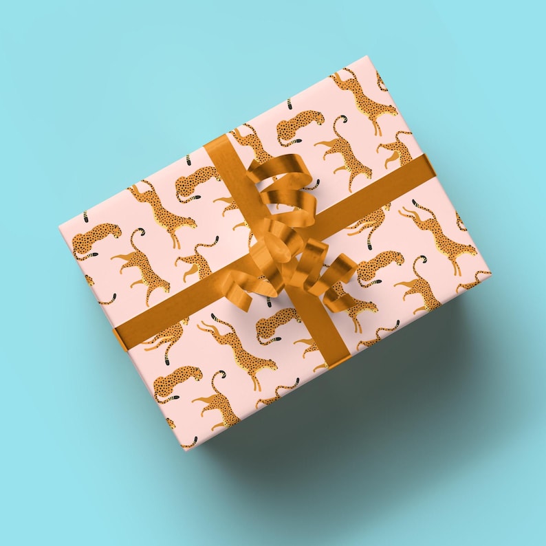 Leopard Cheetah Wrapping Paper, Holiday Gift Wrap, Leopard Gift Wrap ...