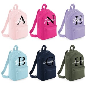 Personalised Name Initial Backpack With ANY NAME- Girls Boys Kids ...