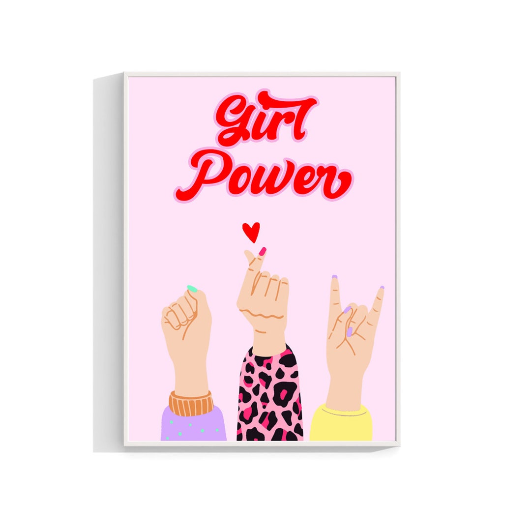 Girl Power Hands Print Bedroom Prints Wall Art Home Decor Feminism ...