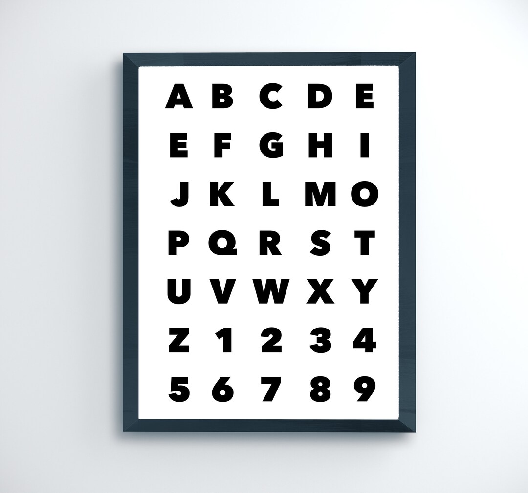 Black and White Scandi Alphabet Print Black & White Minimalist Nursery ...
